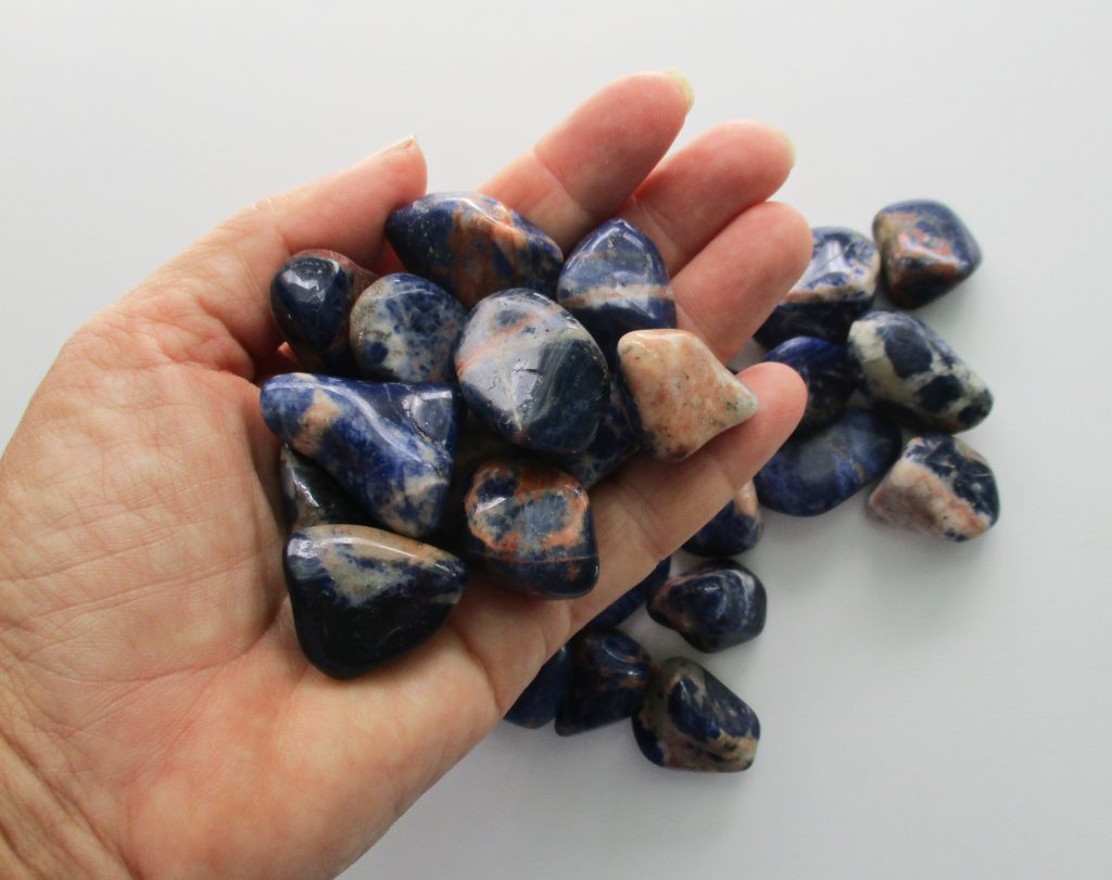 5 Tumbled Sunset Sodalite Stones | Spirals of Light